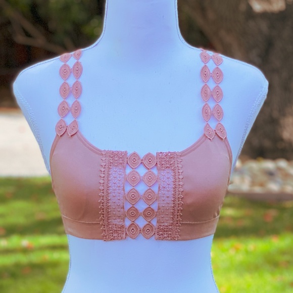 Intimates & Sleepwear | Dusty Pink Boho Lace Bralette | Poshmark